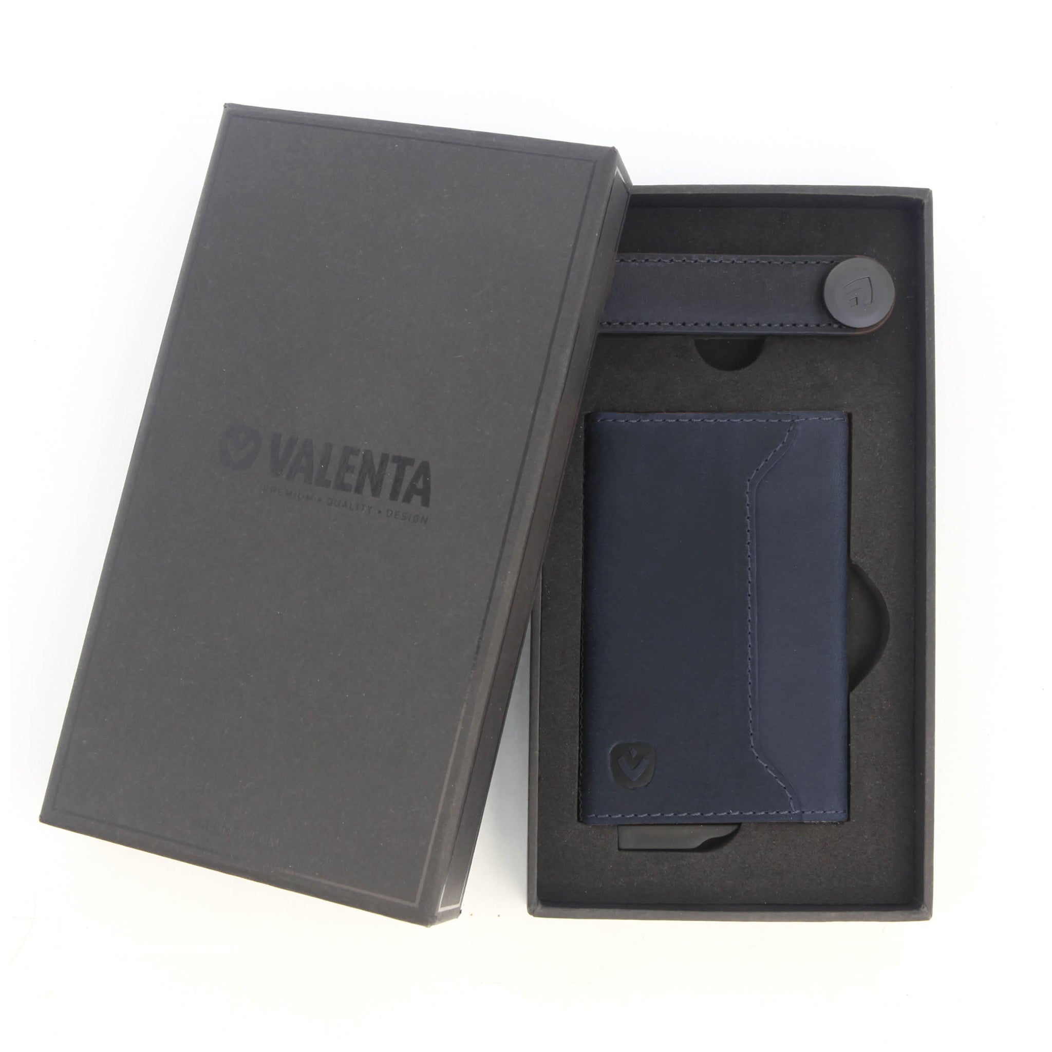 Gift Set Leer Pasjeshouder Sleeve / Sleutelhouder Vintage Blauw